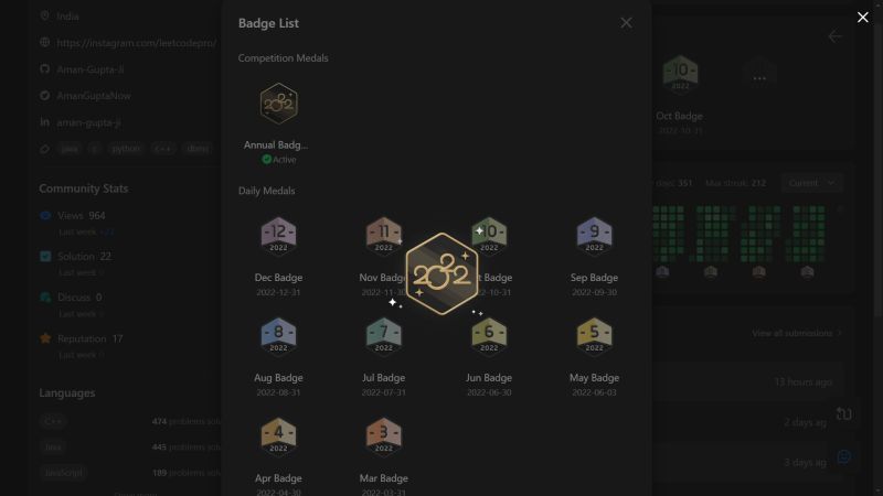 Aman Gupta on LinkedIn: #newyear #coding #leetcode #annualbadge # ... Aman Gupta on LinkedIn: #newyear #coding #leetcode #annualbadge # ...