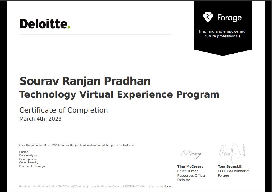 Sourav Ranjan Pradhan on LinkedIn: #deloitte #forage Sourav Ranjan Pradhan on LinkedIn: #deloitte #forage