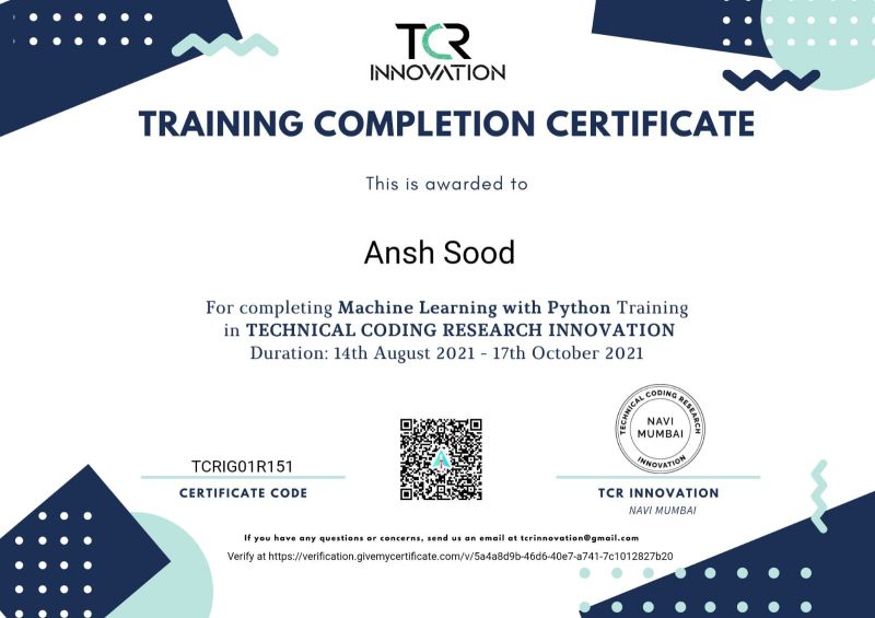 Ansh Sood on LinkedIn: #internship #machinelearning #pythonprogramming ... Ansh Sood on LinkedIn: #internship #machinelearning #pythonprogramming ...