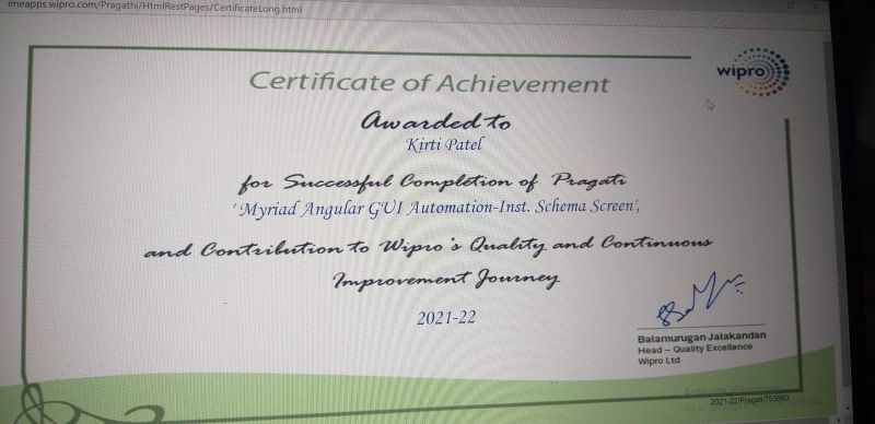 Kirti Patel on LinkedIn: Certificate for Completion of Angular GUI ... Kirti Patel on LinkedIn: Certificate for Completion of Angular GUI ...