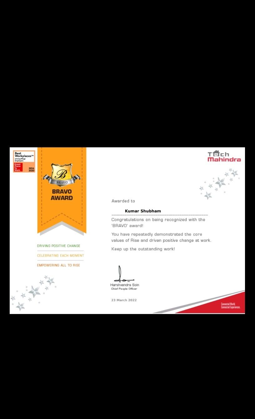 Kumar Shubham on LinkedIn: #techmahindra #bravo #delighted #opportunity ... Kumar Shubham on LinkedIn: #techmahindra #bravo #delighted #opportunity ...