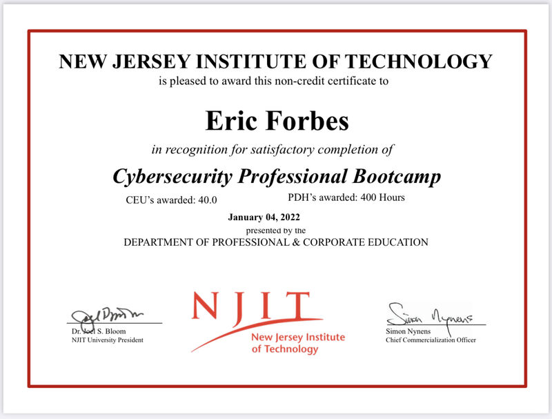 Eric Forbes on LinkedIn: #njit #cybersecurity #newbeginnings | 14 comments Eric Forbes on LinkedIn: #njit #cybersecurity #newbeginnings | 14 comments