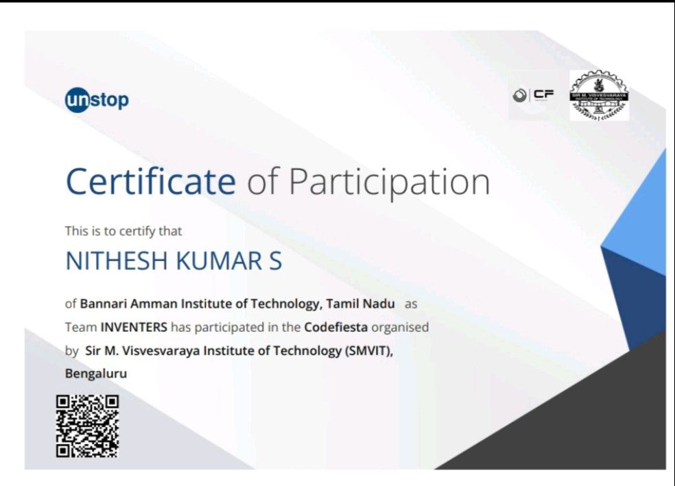 Nithesh kumar on LinkedIn: #hackathon Nithesh kumar on LinkedIn: #hackathon