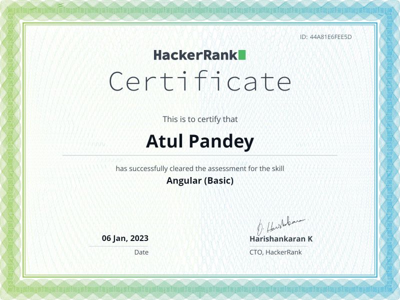 Atul Pandey on LinkedIn: #hackerrank #angulardeveloper #angular # ... Atul Pandey on LinkedIn: #hackerrank #angulardeveloper #angular # ...