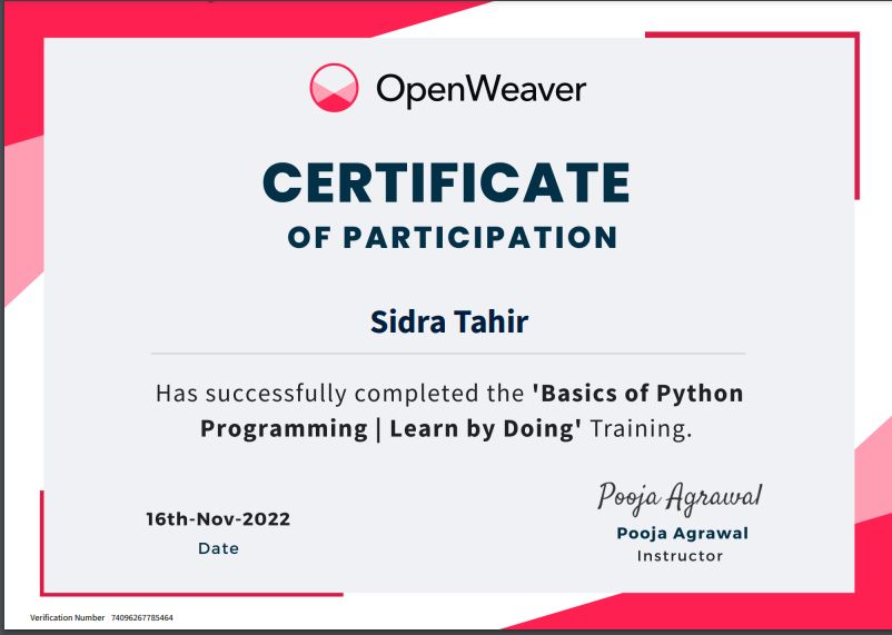 SIDRA TAHIR LinkedIn‘de: #python #learn #training SIDRA TAHIR LinkedIn‘de: #python #learn #training