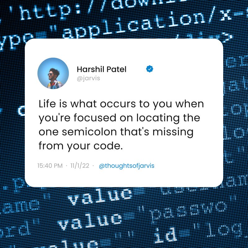 Harshil Patel on LinkedIn: #code #life #coding #programming #tech # ... Harshil Patel on LinkedIn: #code #life #coding #programming #tech # ...