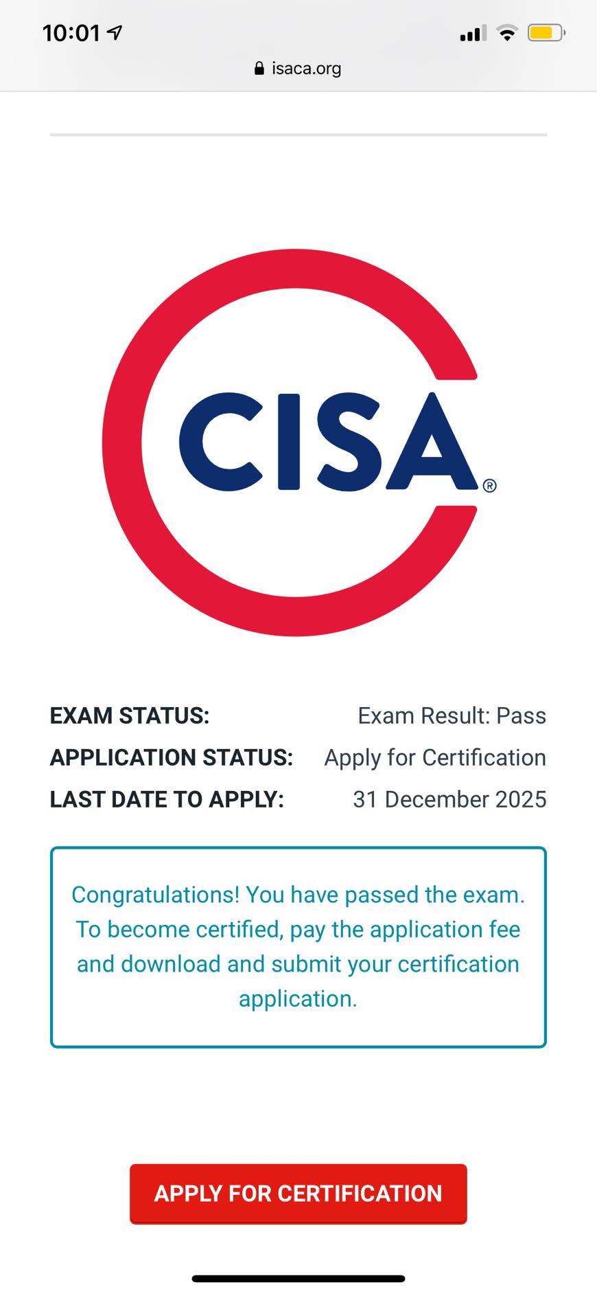 Passed CISA !!! Thanks Prabh Nair for your support and guidance ... Passed CISA !!! Thanks Prabh Nair for your support and guidance ...