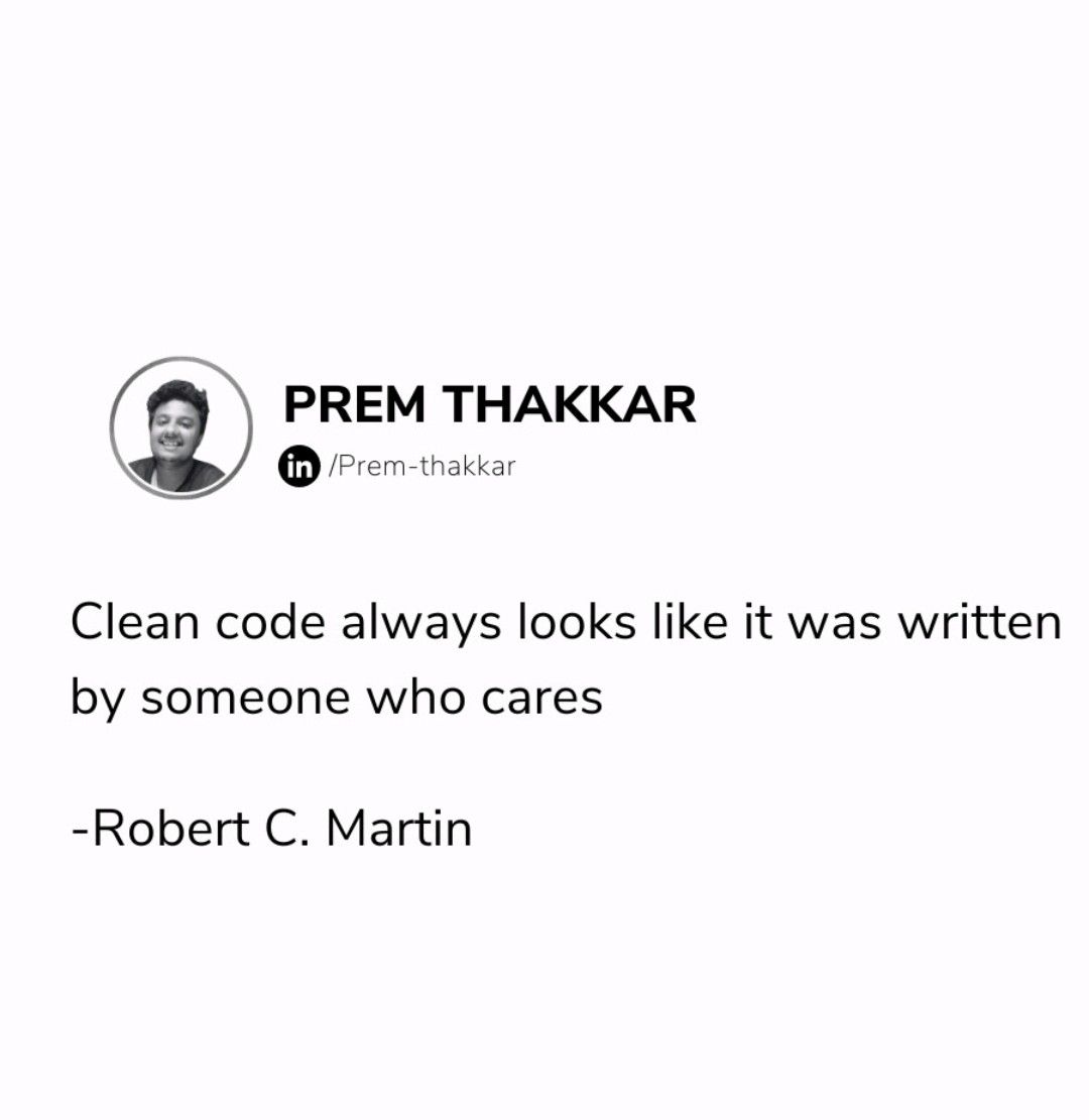 Prem Thakkar on LinkedIn: #cleancode #javascript #php | 10 comments Prem Thakkar on LinkedIn: #cleancode #javascript #php | 10 comments