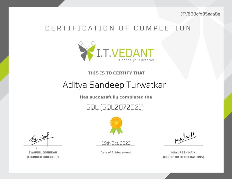 Aditya Turwatkar on LinkedIn: #itvedant #sql #mysql Aditya Turwatkar on LinkedIn: #itvedant #sql #mysql