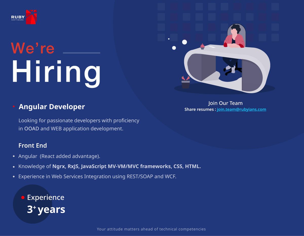 Ruby Software on LinkedIn: #angular #angulardeveloper #angularjobs Ruby Software on LinkedIn: #angular #angulardeveloper #angularjobs