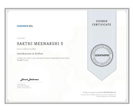 Certication for the completion of course on Certication for the completion of course on