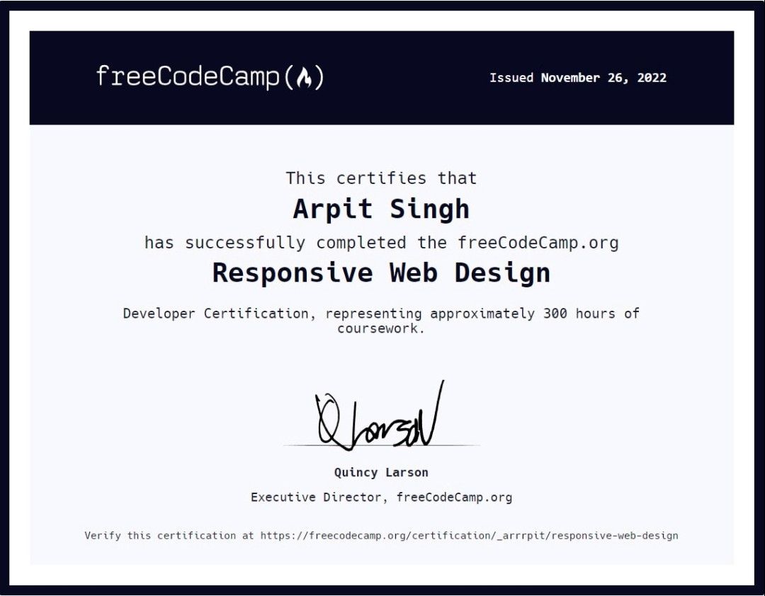 Arpit Singh on LinkedIn: #freecodecamp #html #css #webdevelopment #frontend Arpit Singh on LinkedIn: #freecodecamp #html #css #webdevelopment #frontend