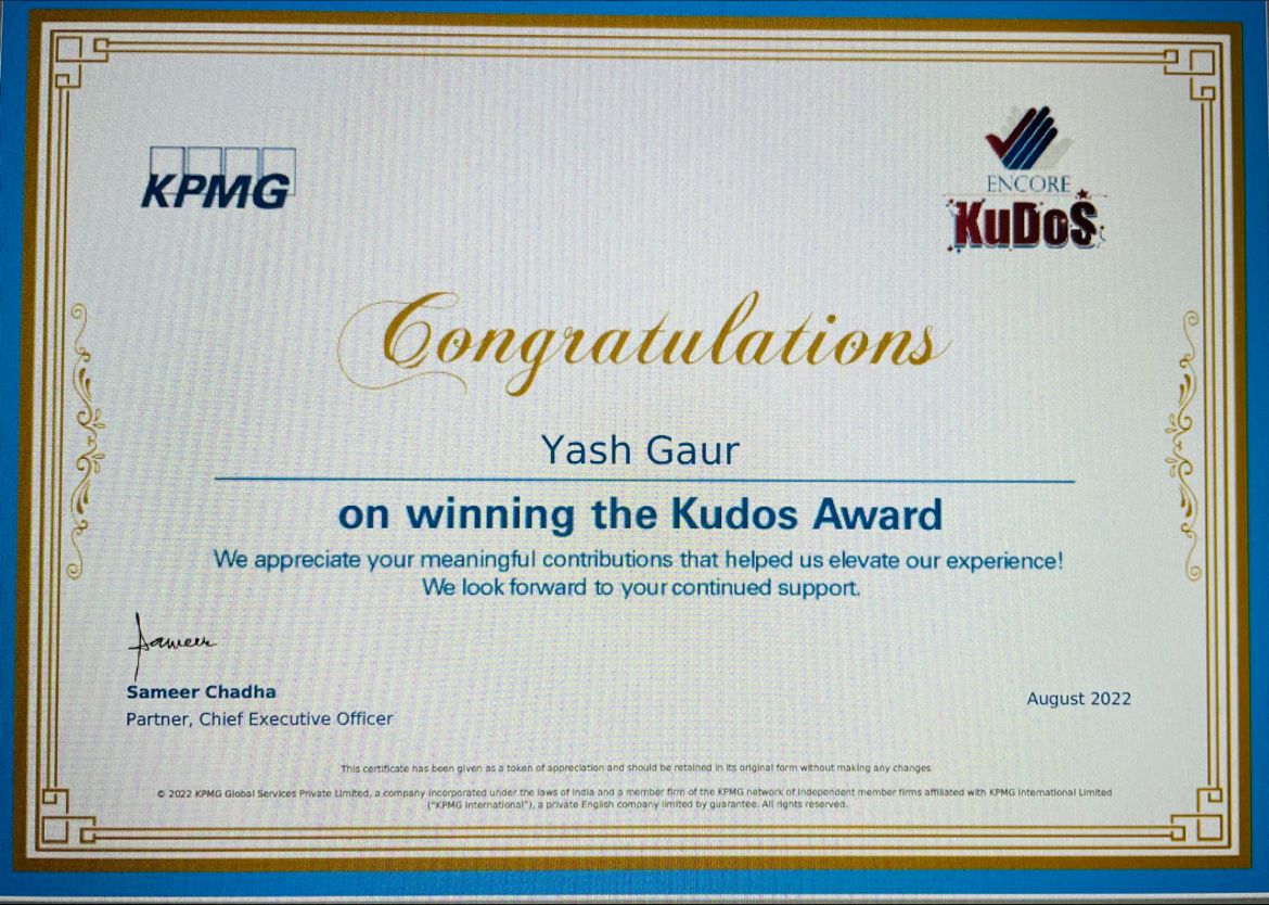 CA Yash Gaur on LinkedIn: #kpmg #kgs #kudos #thankyou | 27 comments CA Yash Gaur on LinkedIn: #kpmg #kgs #kudos #thankyou | 27 comments