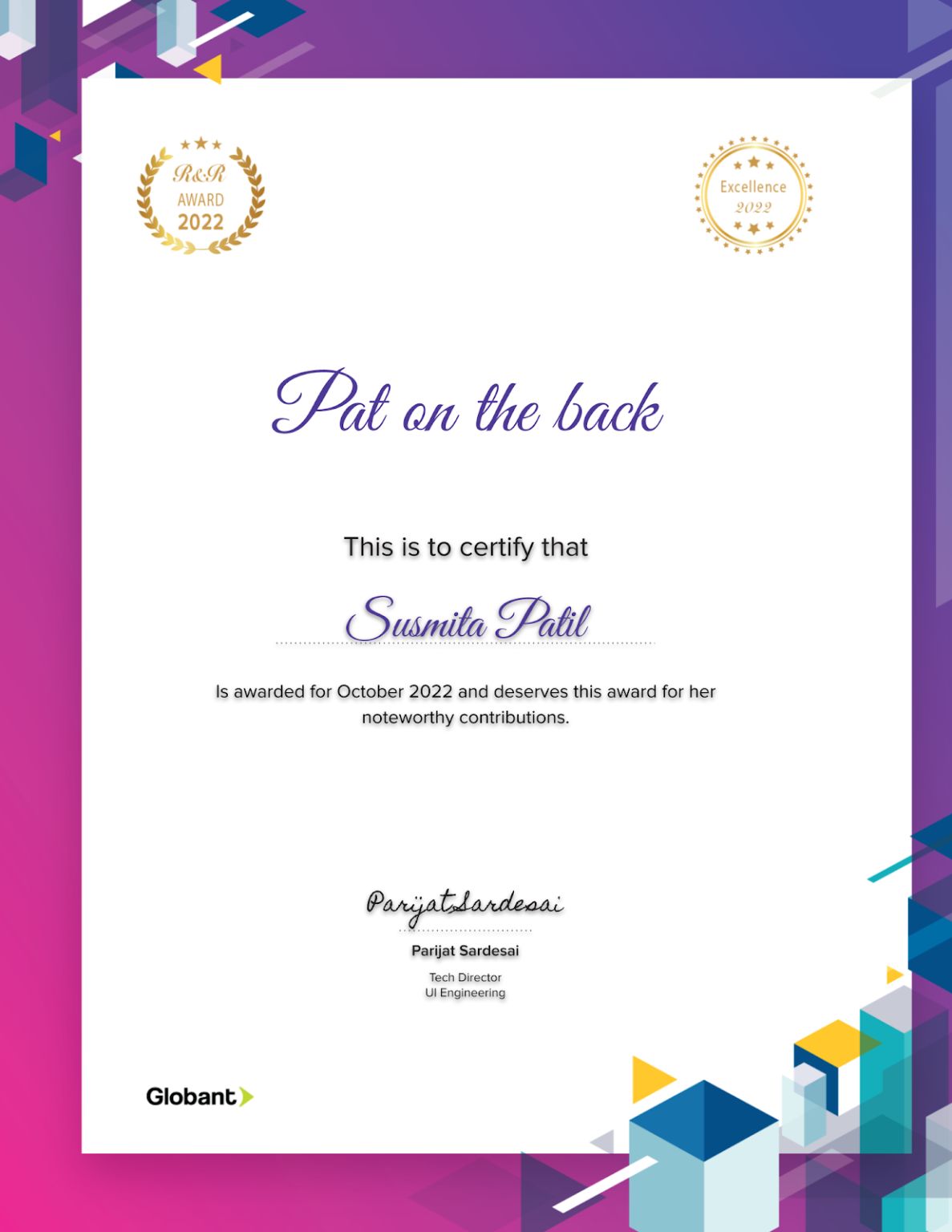Susmita Patil on LinkedIn: #patontheback #globant #reactdeveloper # ... Susmita Patil on LinkedIn: #patontheback #globant #reactdeveloper # ...