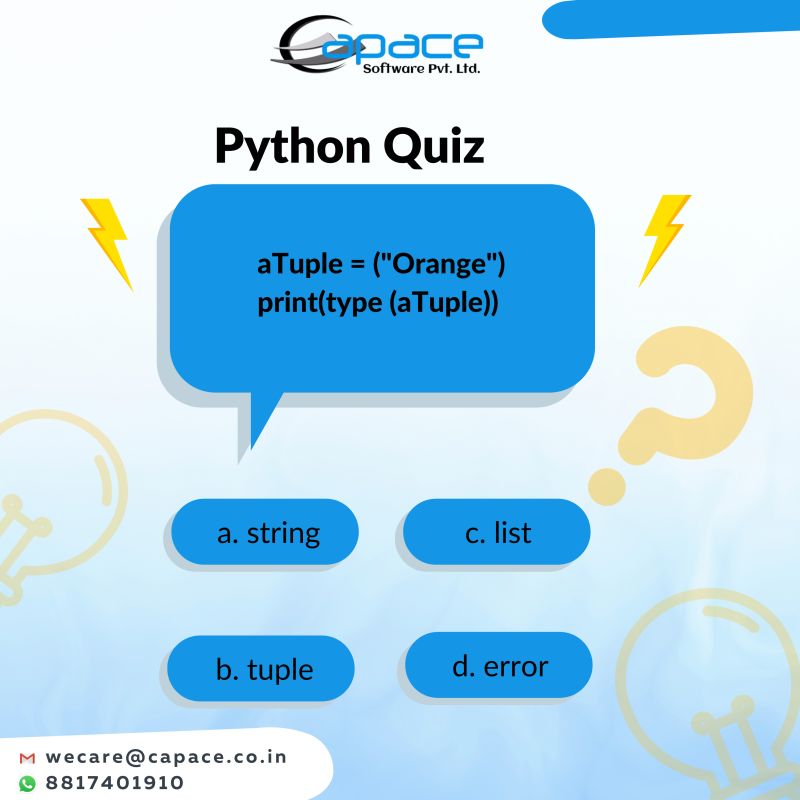 Capace School on LinkedIn: #pythonquiz #pythonprogramming #python3 # ... Capace School on LinkedIn: #pythonquiz #pythonprogramming #python3 # ...