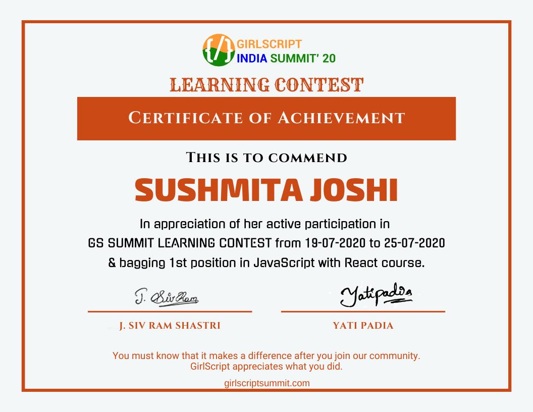 Sushmita Joshi on LinkedIn: #learning #javascript #react #girlscript # ... Sushmita Joshi on LinkedIn: #learning #javascript #react #girlscript # ...