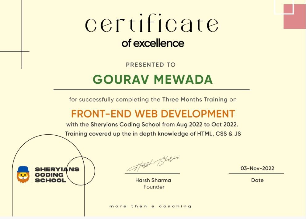 Gourav Mewada on LinkedIn: Happy to Complete the first phase of web ... Gourav Mewada on LinkedIn: Happy to Complete the first phase of web ...