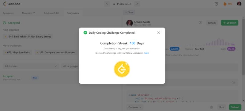 SHIVANI GUPTA on LinkedIn: #leetcode #100daysofcode #dsa #motivation # ... SHIVANI GUPTA on LinkedIn: #leetcode #100daysofcode #dsa #motivation # ...
