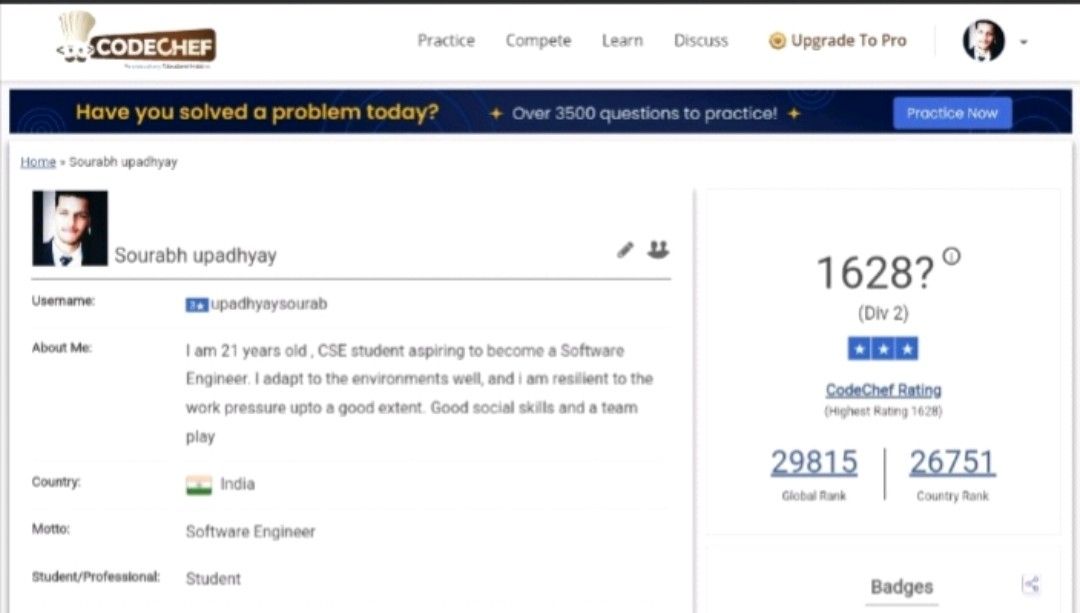 Sourabh Upadhyay on LinkedIn: #codechef #share #python # ... Sourabh Upadhyay on LinkedIn: #codechef #share #python # ...