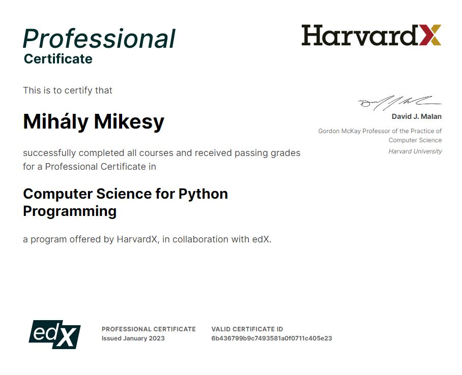 Mihály Mikesy on LinkedIn: #cs50 #harvard #python Mihály Mikesy on LinkedIn: #cs50 #harvard #python
