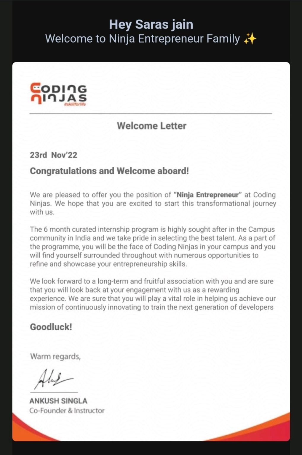 Saras Jain on LinkedIn: #connections #codingninjas Saras Jain on LinkedIn: #connections #codingninjas