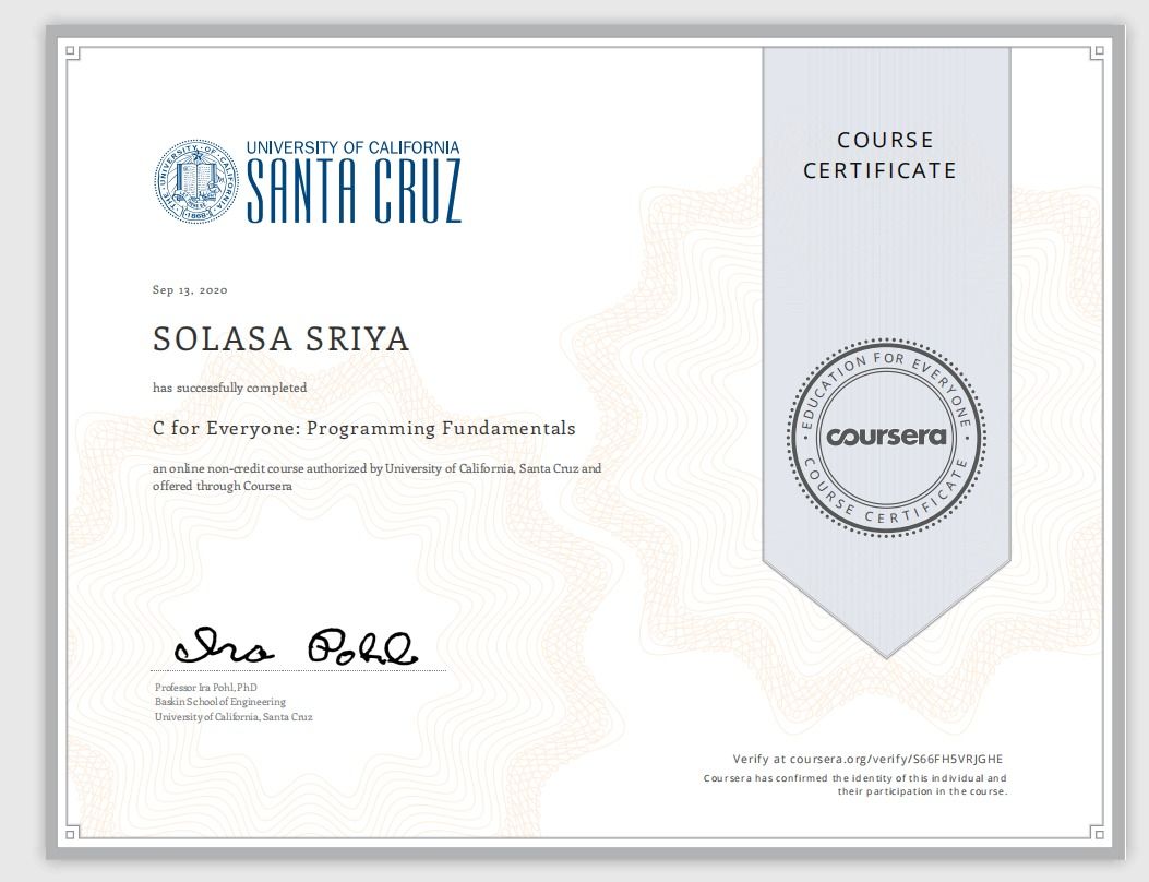 Solasa Sriya on LinkedIn: COURSERA Solasa Sriya on LinkedIn: COURSERA