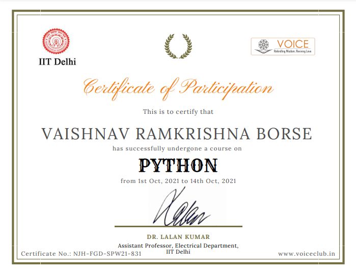 Vaishnav Borse on LinkedIn: #iitdelhi #pythonprogramming #share #python Vaishnav Borse on LinkedIn: #iitdelhi #pythonprogramming #share #python