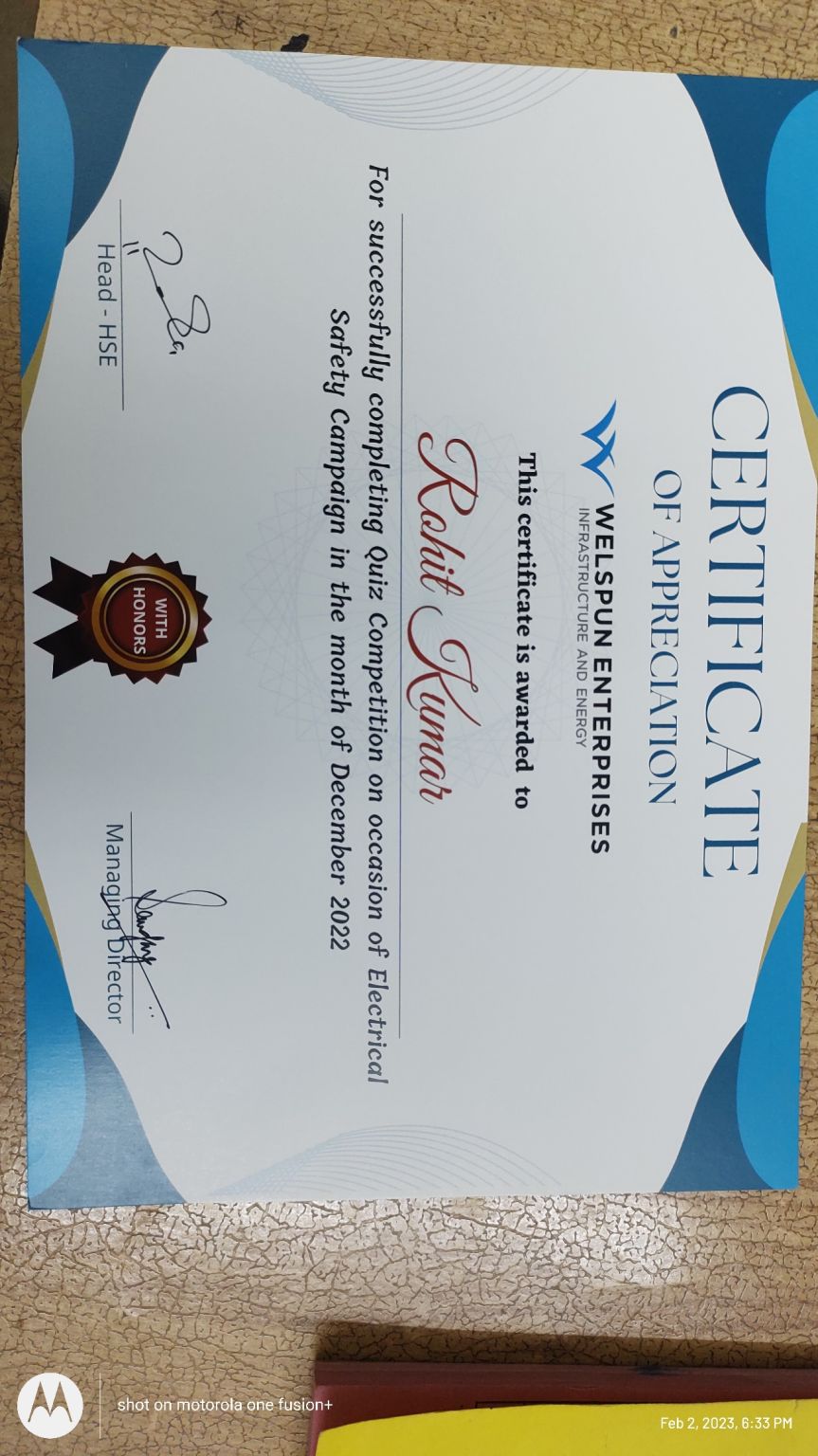 Rohit Kr.Singh on LinkedIn: Certificate of appreciation for ... Rohit Kr.Singh on LinkedIn: Certificate of appreciation for ...