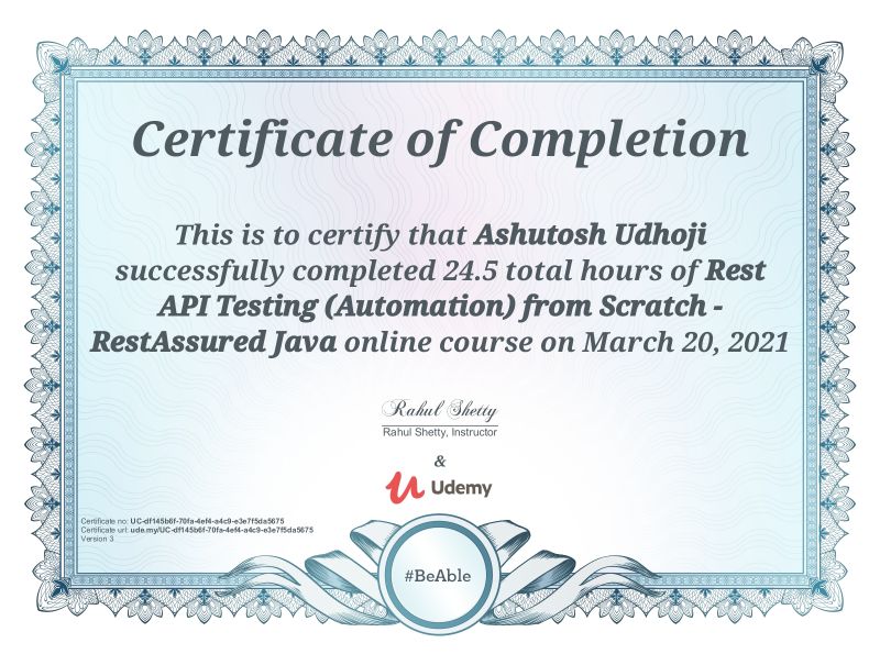 Ashutosh Udhoji on LinkedIn: Completed 'REST API Testing (Automation ... Ashutosh Udhoji on LinkedIn: Completed 'REST API Testing (Automation ...