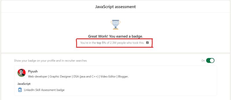 Piyush Mahajan on LinkedIn: #linkedinassessment #javascriptdeveloper # ... Piyush Mahajan on LinkedIn: #linkedinassessment #javascriptdeveloper # ...