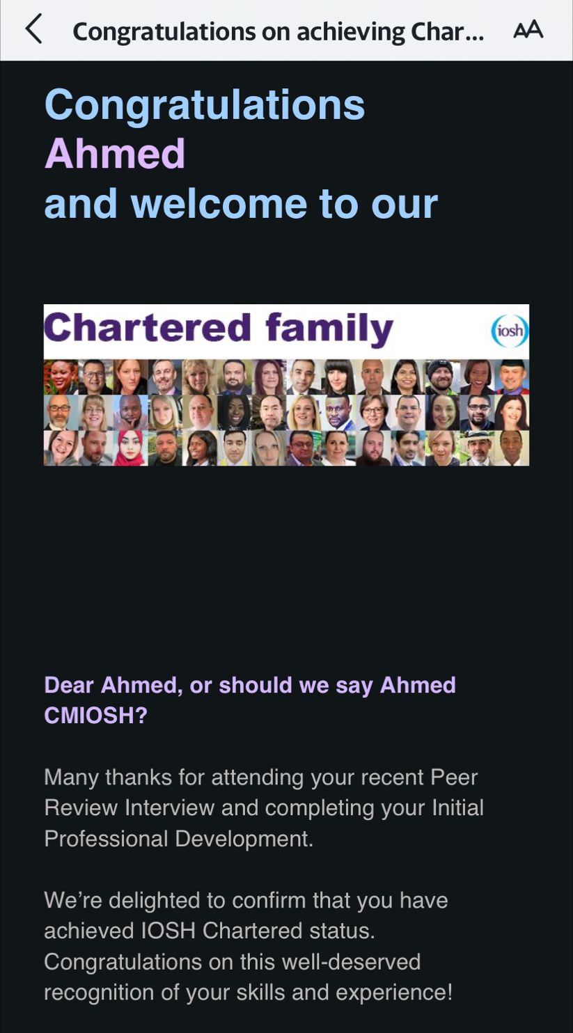 Ahmed Ali, CMIOSH, L6 OHS Diploma on LinkedIn: #iosh #cmiosh | 26 comments Ahmed Ali, CMIOSH, L6 OHS Diploma on LinkedIn: #iosh #cmiosh | 26 comments