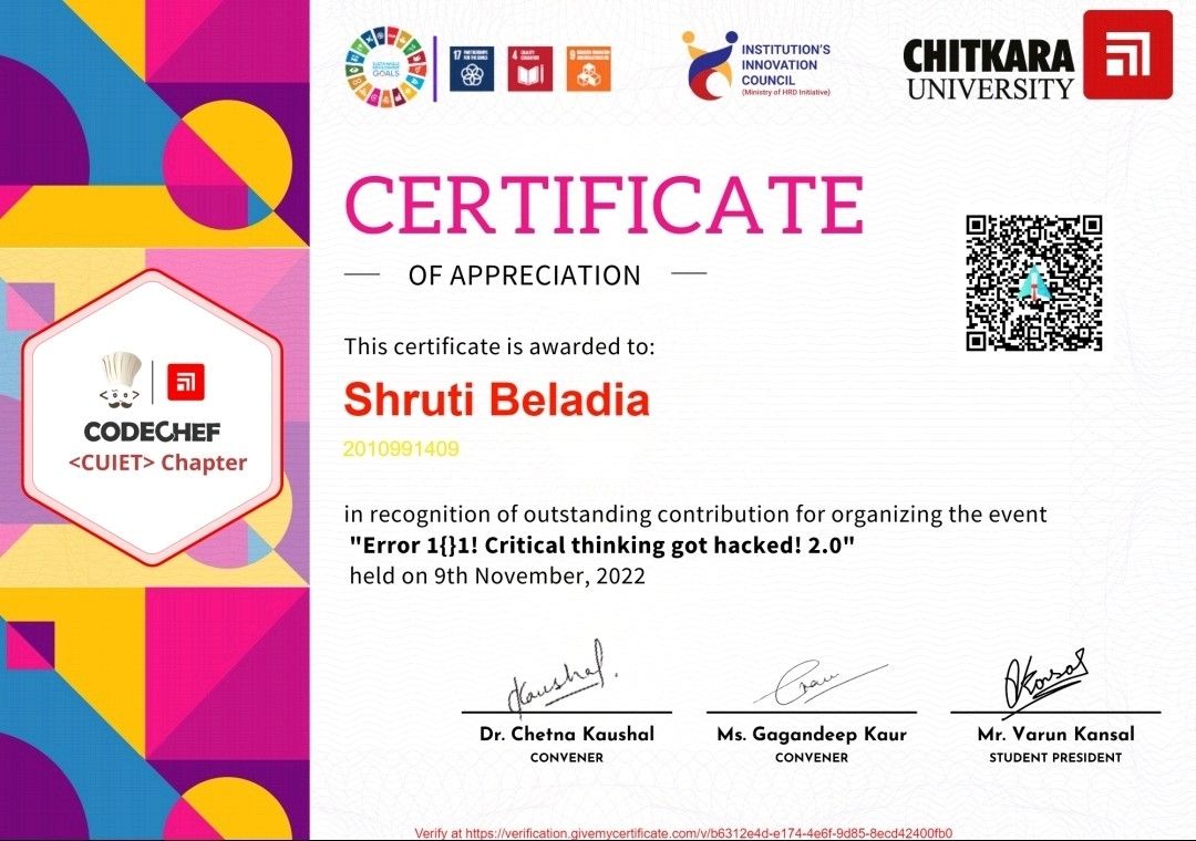 Shruti Beladia on LinkedIn: #tech #event #codechef Shruti Beladia on LinkedIn: #tech #event #codechef