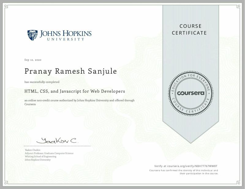 Pranay Sanjule on LinkedIn: #coursera #html #css #javascript # ... Pranay Sanjule on LinkedIn: #coursera #html #css #javascript # ...