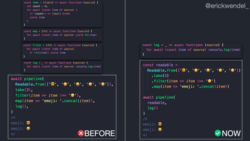 Erick Wendel on LinkedIn: #nodejs #streams #newfeatures #rxjs ... Erick Wendel on LinkedIn: #nodejs #streams #newfeatures #rxjs ...
