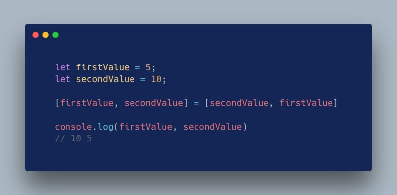 π‘ Tip: Easy way to swap two values in JavaScript using Array ... π‘ Tip: Easy way to swap two values in JavaScript using Array ...