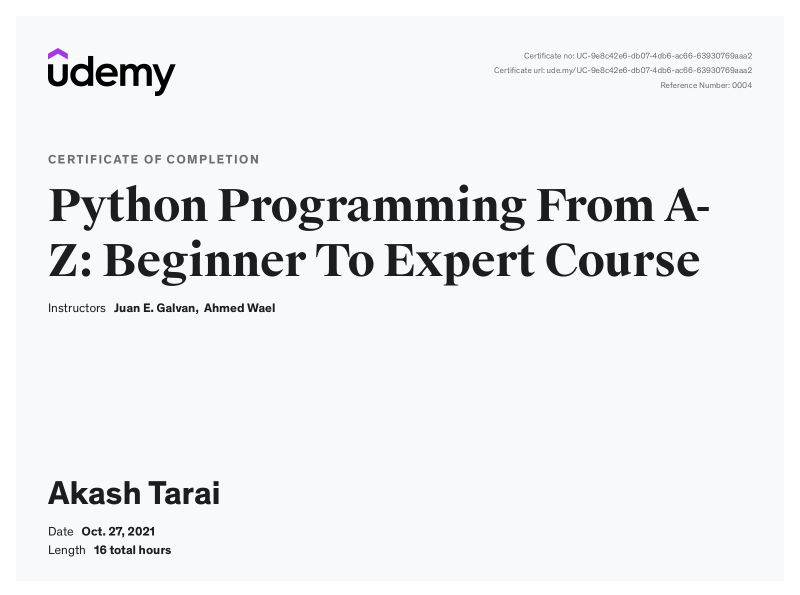 Akash Tarai on LinkedIn: #programming #language #python #udemy Akash Tarai on LinkedIn: #programming #language #python #udemy