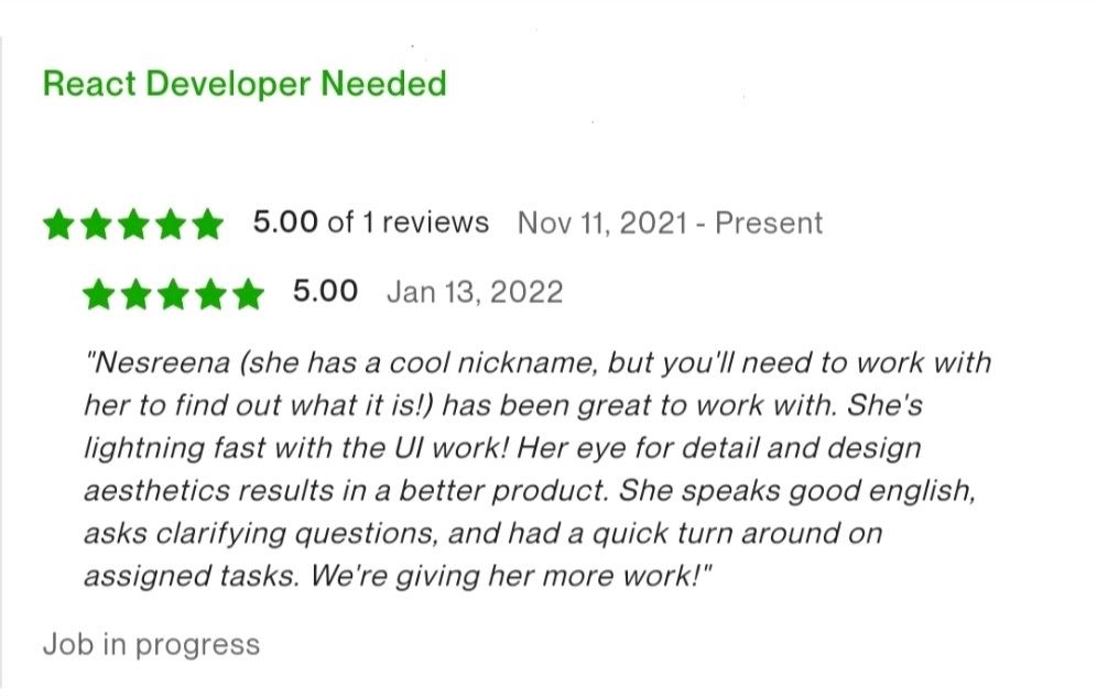 Nesreena Alzamli on LinkedIn: #reactjs #reactdeveloper #react #upwork # ... Nesreena Alzamli on LinkedIn: #reactjs #reactdeveloper #react #upwork # ...