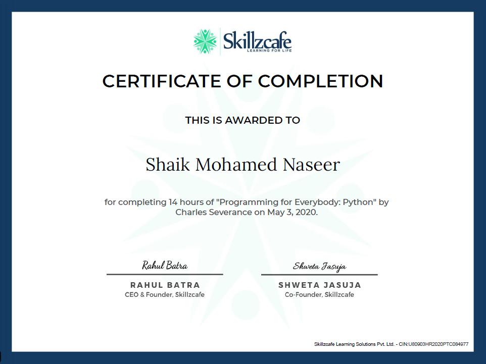 Shaik Mohamed Naseer on LinkedIn: #python Shaik Mohamed Naseer on LinkedIn: #python