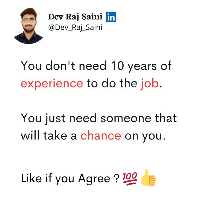 Dev Raj Saini on LinkedIn: #jobs #experience #jobs #jobseeksers # ... Dev Raj Saini on LinkedIn: #jobs #experience #jobs #jobseeksers # ...