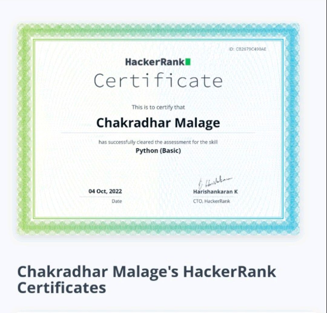 Chakradhar Malage on LinkedIn: #hackerrank #python Chakradhar Malage on LinkedIn: #hackerrank #python