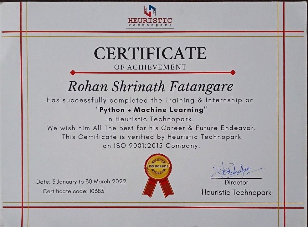 Rohan Fatangare on LinkedIn: #python #machinelearning #experience Rohan Fatangare on LinkedIn: #python #machinelearning #experience