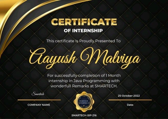 Aayush Malviya on LinkedIn: #internship #java #programming Aayush Malviya on LinkedIn: #internship #java #programming