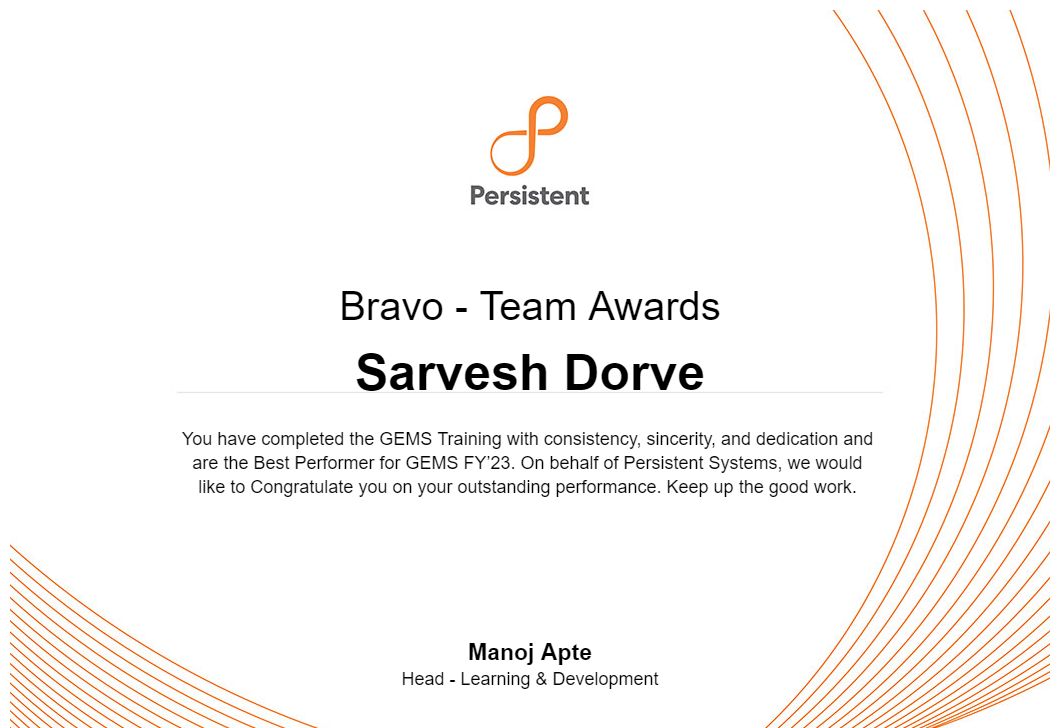 Sarvesh Dorve on LinkedIn: #persistentsystems #seebeyondriseabove Sarvesh Dorve on LinkedIn: #persistentsystems #seebeyondriseabove