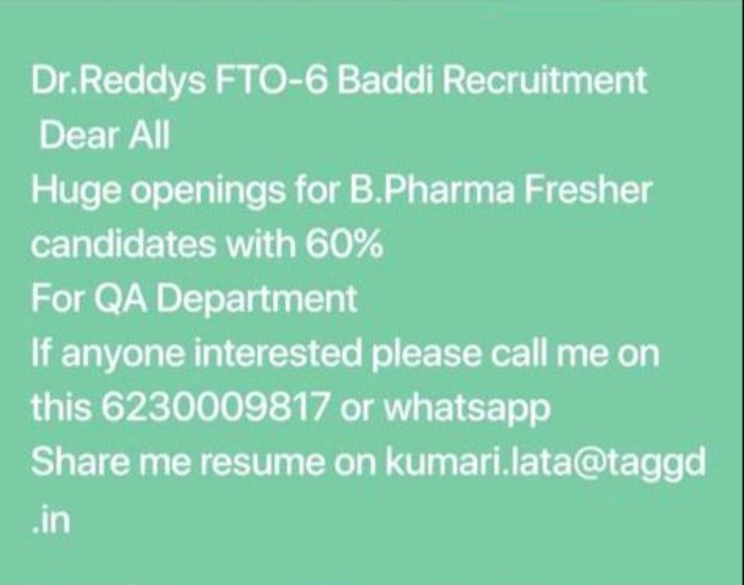 Harsh Dhiman on LinkedIn: #jobs #baddi #pharma #freshers Harsh Dhiman on LinkedIn: #jobs #baddi #pharma #freshers