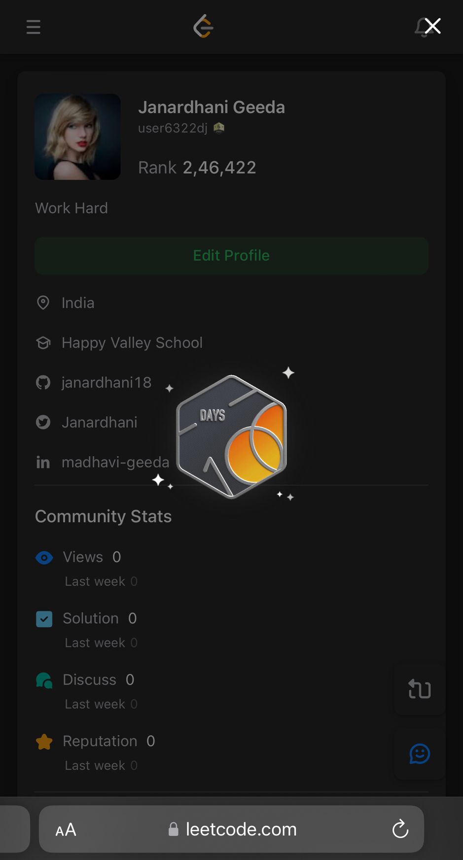 #100badge #leetcode | Janardhani Geeda #100badge #leetcode | Janardhani Geeda