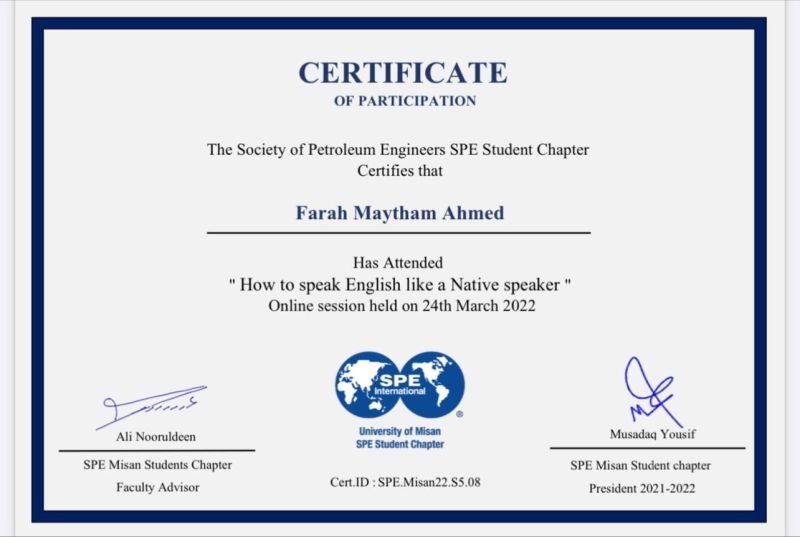 Certificate of participation of “How to speak English like a Native ... Certificate of participation of “How to speak English like a Native ...