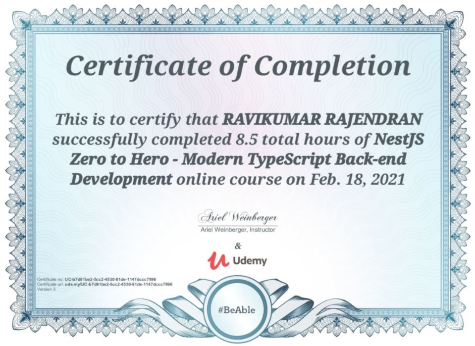Ravikumar Rajendran on LinkedIn: #nodejs #nestjs #typescript Ravikumar Rajendran on LinkedIn: #nodejs #nestjs #typescript