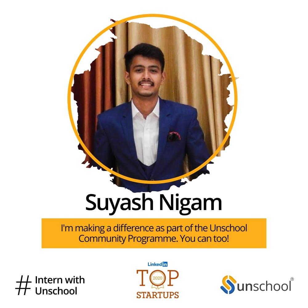 Suyash Nigam on LinkedIn: #linkedintopstartups2020 #unschoolit # ... Suyash Nigam on LinkedIn: #linkedintopstartups2020 #unschoolit # ...