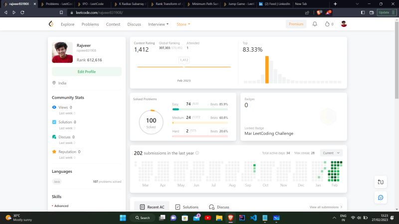 Rajveer Singh Sengar on LinkedIn: Successfully solved 100 DSA questions ... Rajveer Singh Sengar on LinkedIn: Successfully solved 100 DSA questions ...