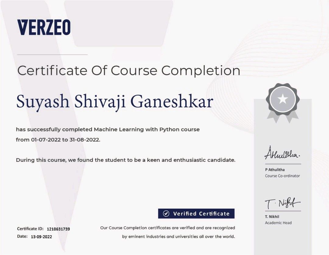 #machinelearning #internship #python | Suyash Ganeshkar #machinelearning #internship #python | Suyash Ganeshkar